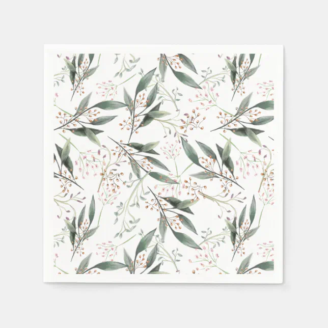 Eucalyptus leaf gum nut green foliage napkins | Zazzle