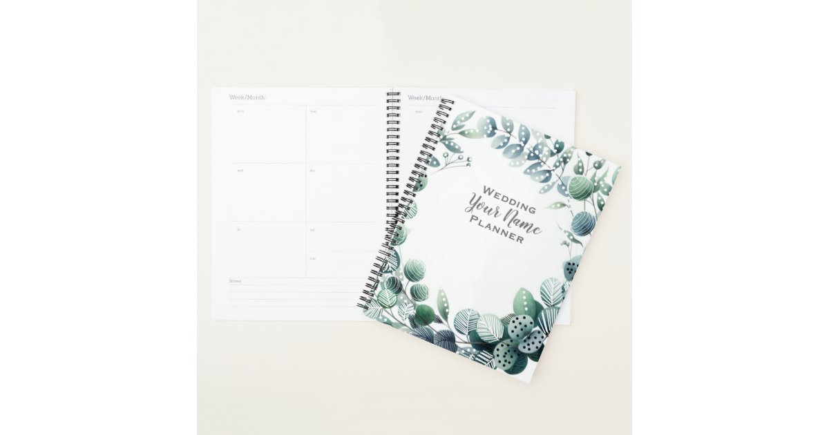 Eucalyptus leaves botanical greenery wedding planner | Zazzle