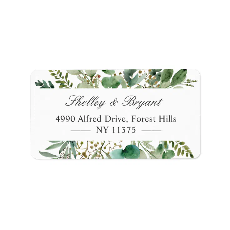 Eucalyptus Leaves Elegant Greenery Address Label | Zazzle