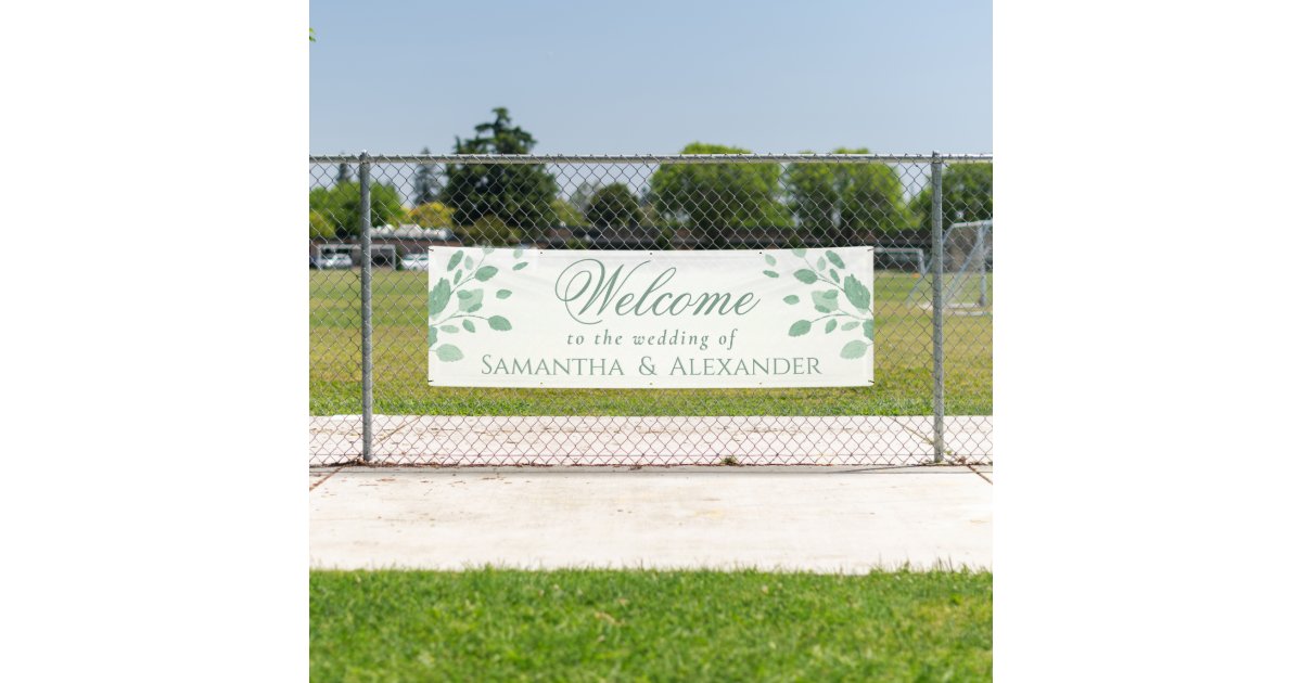 Eucalyptus Leaves Elegant Welcome Wedding Banner | Zazzle