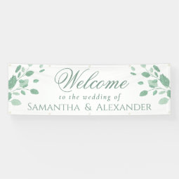 Eucalyptus Leaves Elegant Welcome Wedding Banner | Zazzle