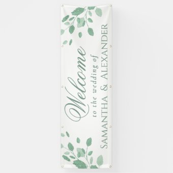 Eucalyptus Leaves Elegant Welcome Wedding Banner | Zazzle