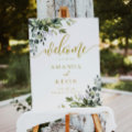 Eucalyptus Leaves Gold Welcome Sign Foam Board | Zazzle