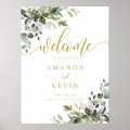 Eucalyptus Leaves Gold Welcome Wedding Sign | Zazzle