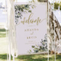 Eucalyptus Leaves Gold Welcome Wedding Sign | Zazzle