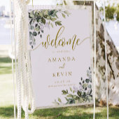 Eucalyptus Leaves Gold Welcome Wedding Sign | Zazzle