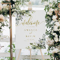 Eucalyptus Leaves Gold Welcome Wedding Sign | Zazzle