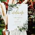 Eucalyptus Leaves Gold Welcome Wedding Sign | Zazzle