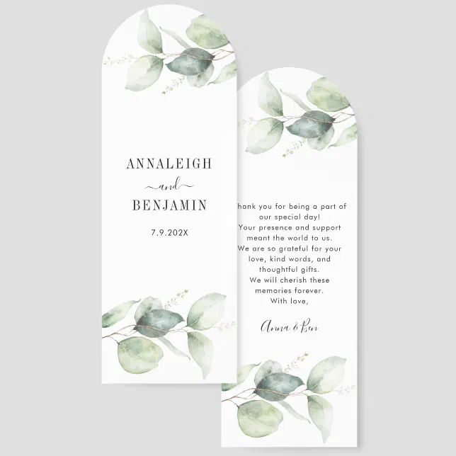 Eucalyptus Leaves Greenery Wedding Favor Bookmarks | Zazzle