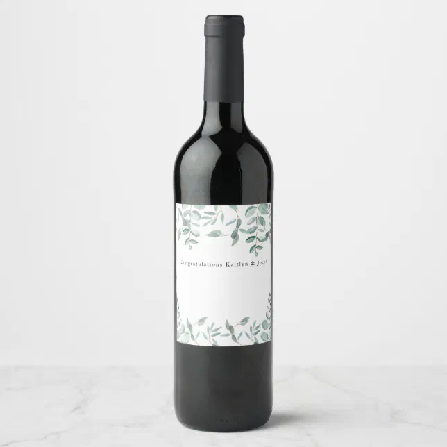 Eucalyptus Leaves Personalized Wine Bottle Label | Zazzle