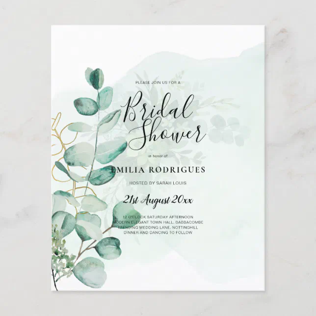 Eucalyptus Leaves Wedding Greenery QR CODE Modern Flyer | Zazzle