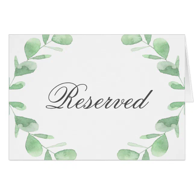 Eucalyptus leaves. Wedding Reserved table card | Zazzle