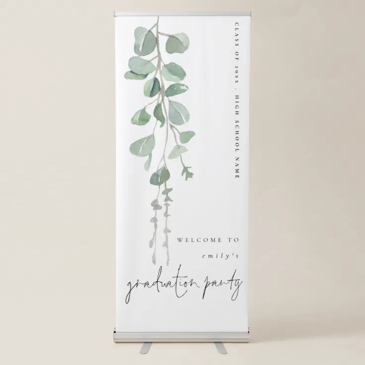 Eucalyptus Name Welcome Graduation Party Retractable Banner | Zazzle