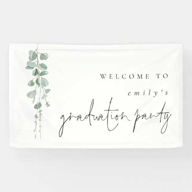 Eucalyptus Name Welcome to Graduation Party Banner | Zazzle