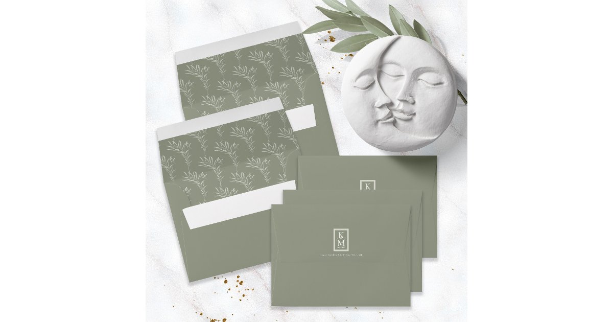 Eucalyptus Pattern Sage Green ID901 Envelope | Zazzle