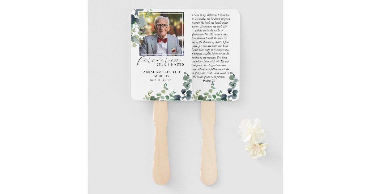 Eucalyptus Photo Memorial Hand Fan | Zazzle