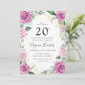 Eucalyptus Purple Floral Twenty 20th Birthday Invitation | Zazzle