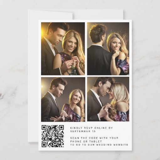 Eucalyptus QR CODE photo collage wedding Invitation | Zazzle