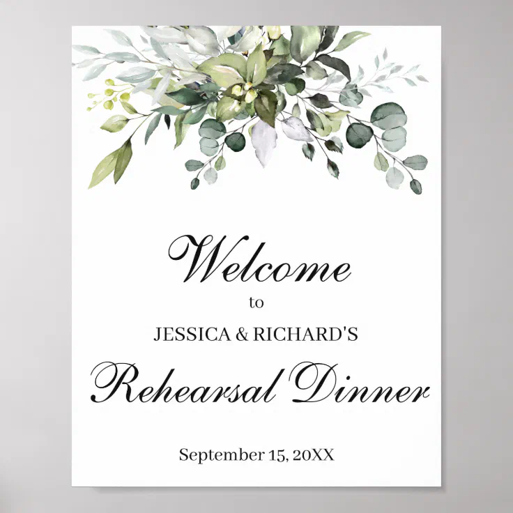 Eucalyptus Rehearsal Dinner Welcome Poster Sign | Zazzle
