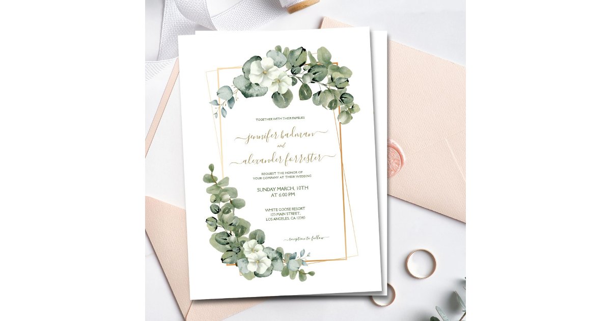 Eucalyptus Sage Green Watercolor Greenery Wedding Invitation | Zazzle