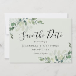 Eucalyptus Sage Green Wedding Save The Date | Zazzle