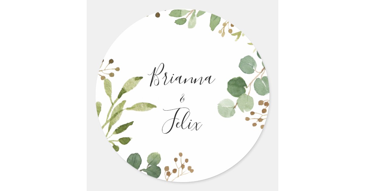 Eucalyptus Simple Floral Wedding Envelope Seals | Zazzle