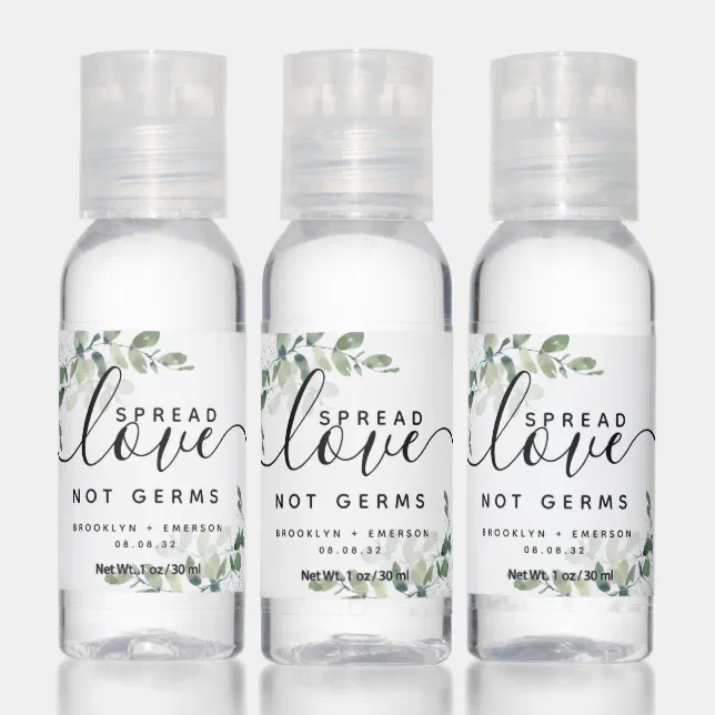 Eucalyptus Spread Love Not Germs Hand Sanitizer | Zazzle