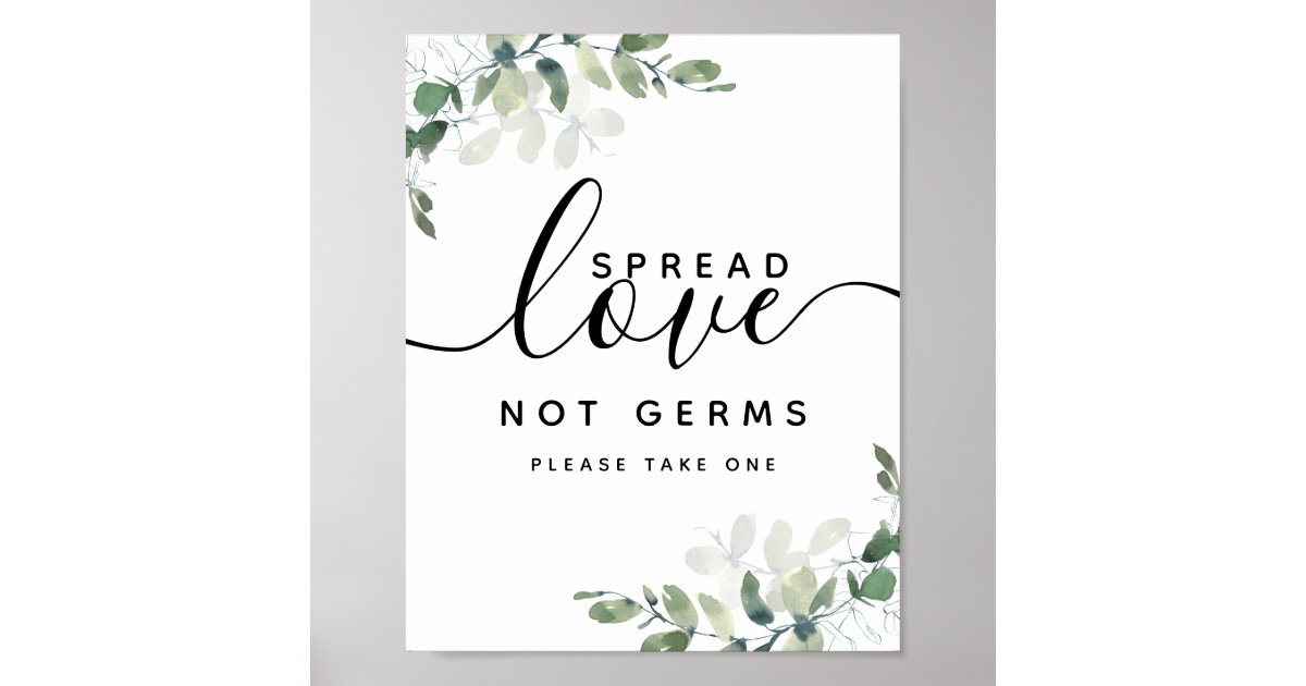Eucalyptus Spread Love Not Germs Hand Sanitizer Poster | Zazzle