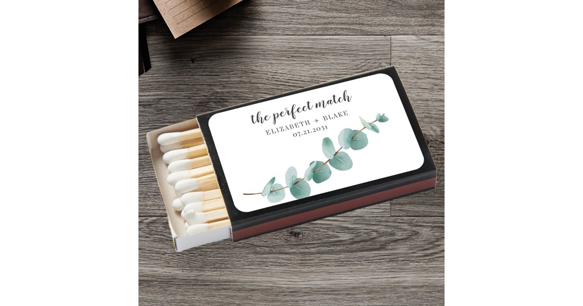 Eucalyptus Stem Rustic Botanical Fall Wedding Matchboxes | Zazzle