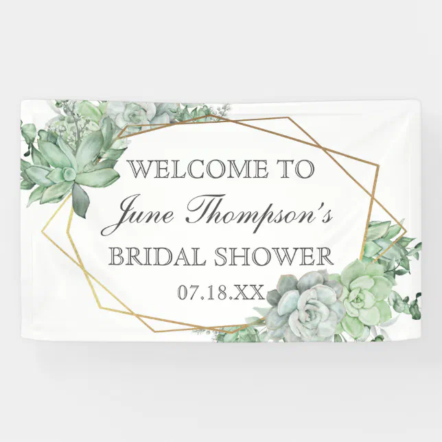Eucalyptus Succulent Greenery Border Bridal Shower Banner | Zazzle