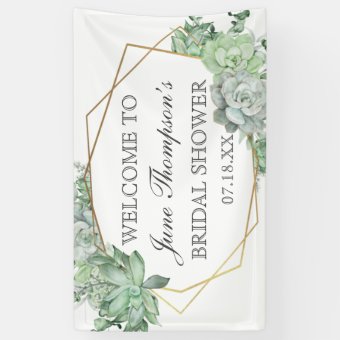 Eucalyptus Succulent Greenery Border Bridal Shower Banner | Zazzle