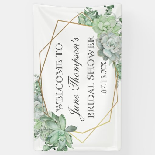 Eucalyptus Succulent Greenery Border Bridal Shower Banner | Zazzle
