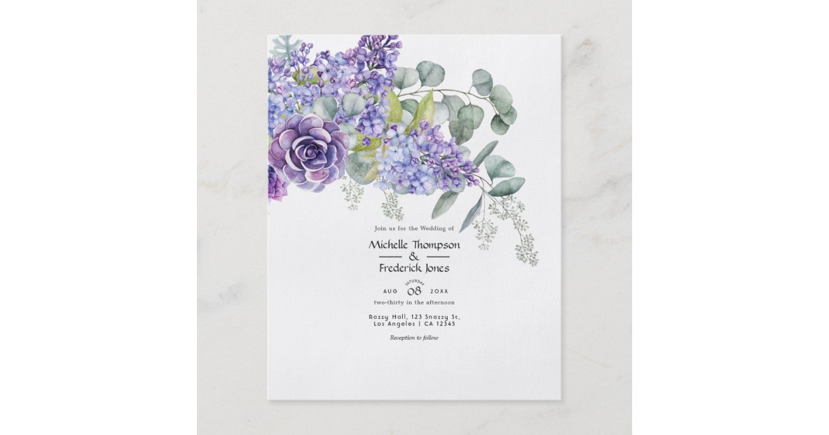 Eucalyptus Succulents Wedding Flyer | Zazzle