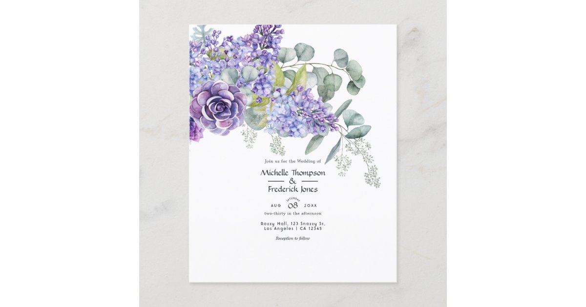 Eucalyptus Succulents Wedding Flyer | Zazzle