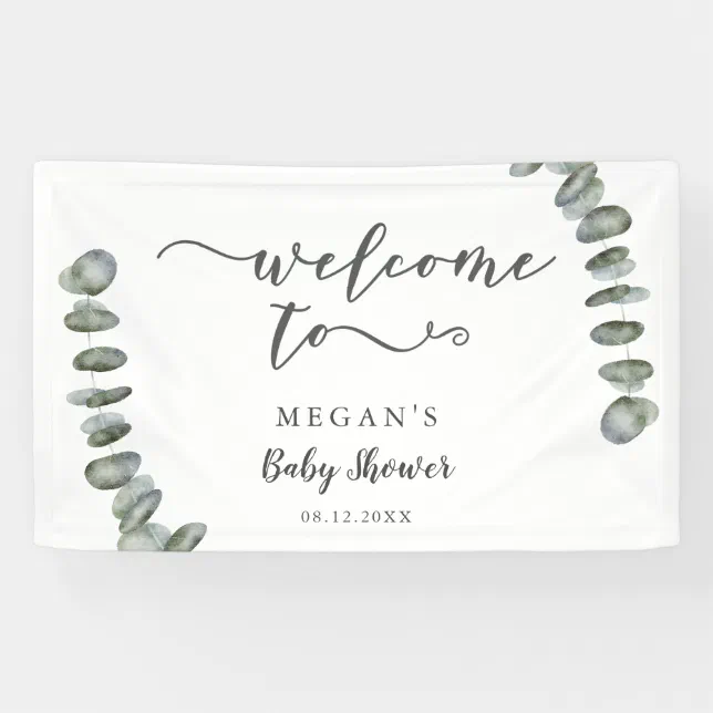 Eucalyptus Summer Greenery Baby Shower Welcome Banner | Zazzle