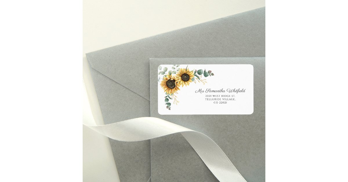 Eucalyptus Sunflower Botanical Return Address Label | Zazzle