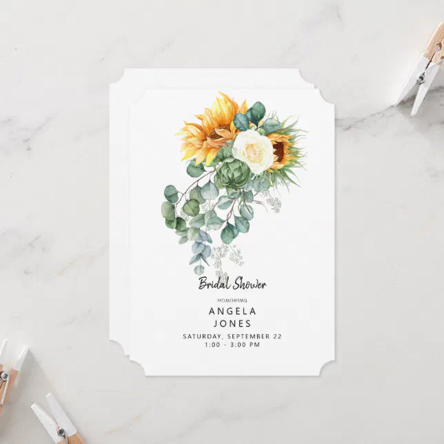 Eucalyptus Sunflower Tuscan Bridal Shower Invitation | Zazzle