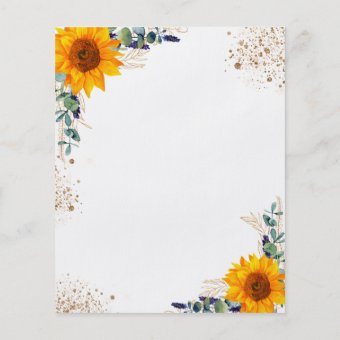 Eucalyptus sunflower wedding program details flyer | Zazzle