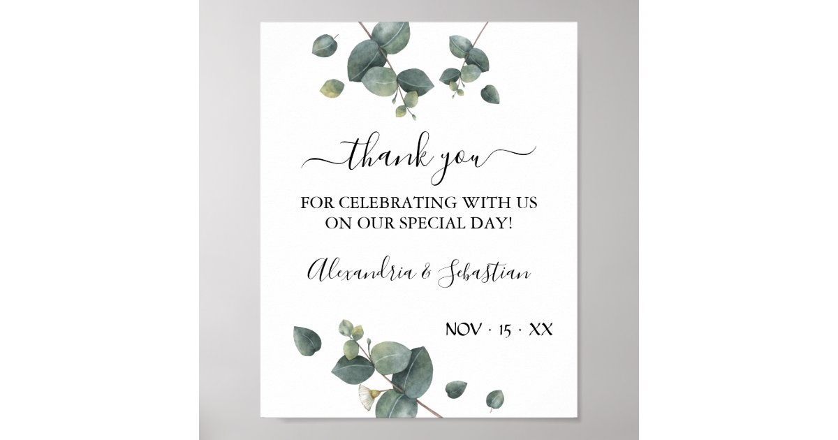 Eucalyptus thank you card poster | Zazzle