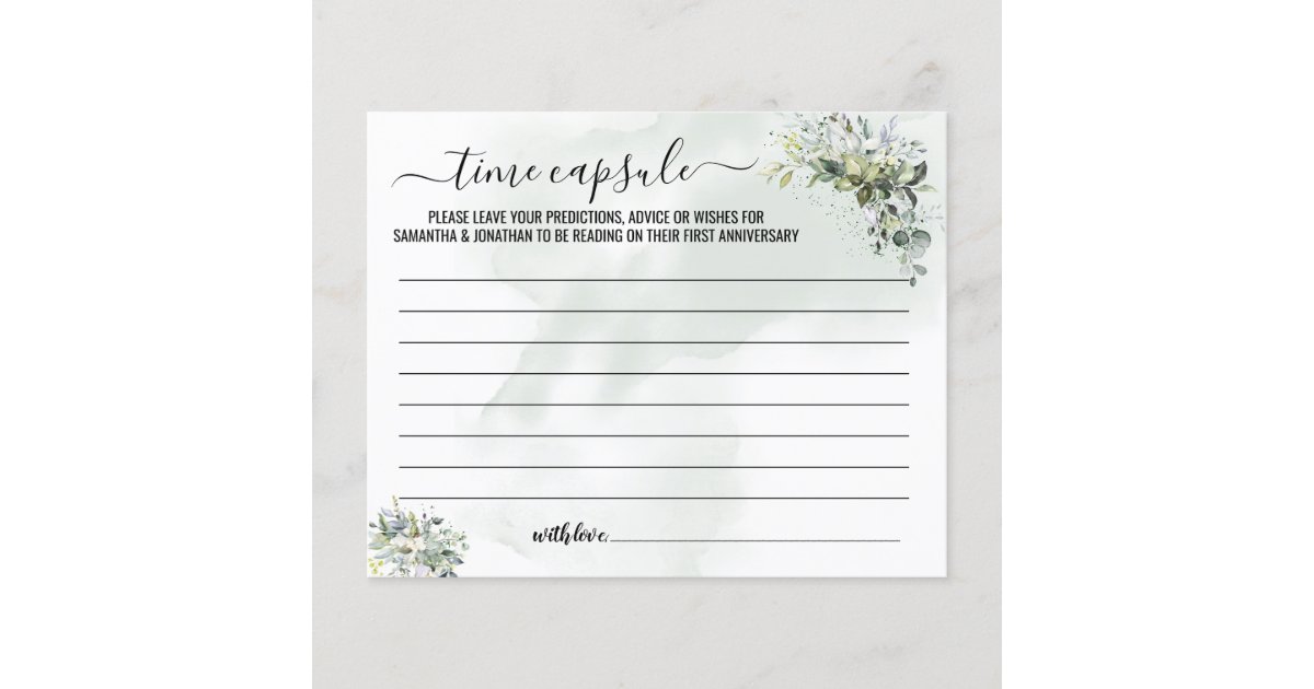 Eucalyptus Time capsule advice bilingual card | Zazzle