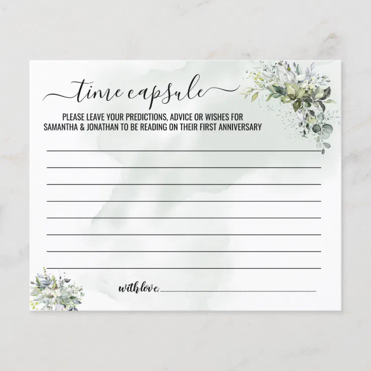 Eucalyptus Time capsule advice bilingual card | Zazzle