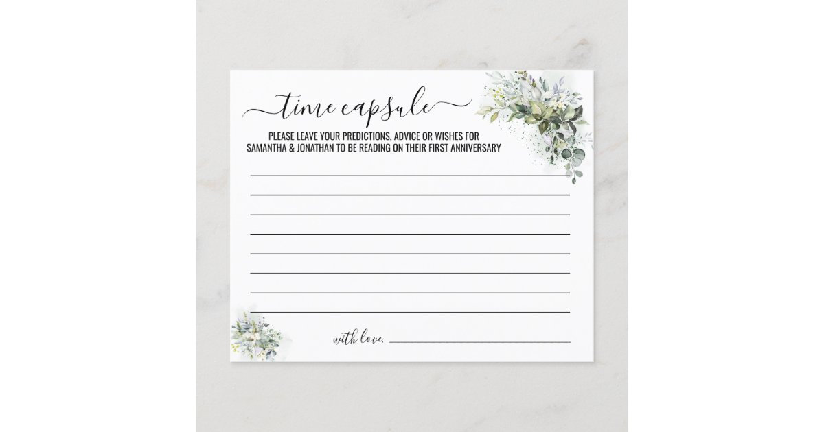 Eucalyptus Time Capsule Advice for Couple Card Flyer | Zazzle