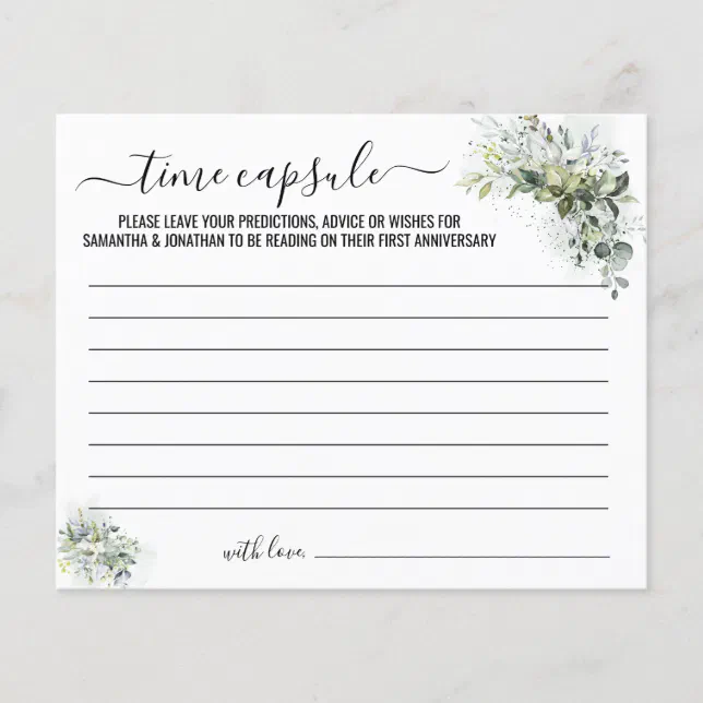 Eucalyptus Time Capsule Advice for Couple Card Flyer | Zazzle