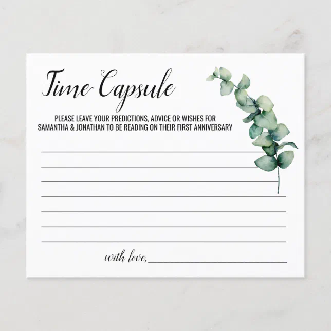 Eucalyptus Time Capsule Advice for Couple Card Flyer | Zazzle