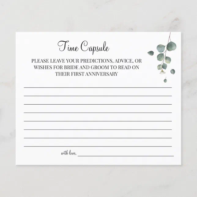 Eucalyptus Time Capsule wedding anniversary card Flyer | Zazzle