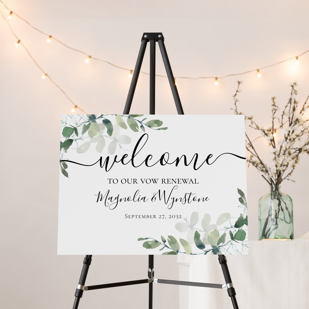 Eucalyptus Vow Renewal Welcome Sign | Zazzle