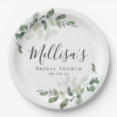 Eucalyptus Watercolor Bridal Shower Paper Plates | Zazzle