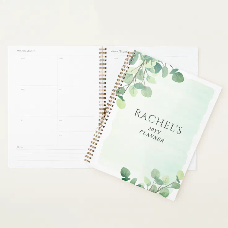 Eucalyptus Watercolor Greenery Garden Planner | Zazzle