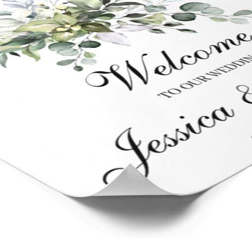 Eucalyptus Watercolor Wedding Welcome Poster Sign | Zazzle