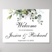Eucalyptus Watercolor Wedding Welcome Poster Sign | Zazzle